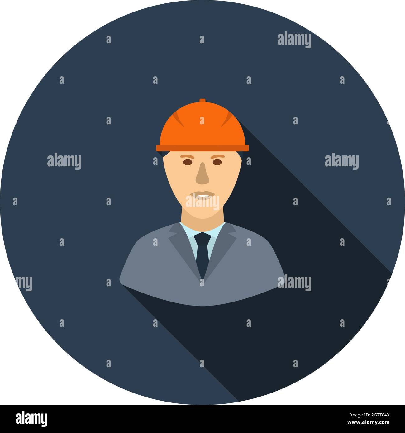 Icon Of Construction Worker Head In Helmet. Flat Circle Stencil Design ...