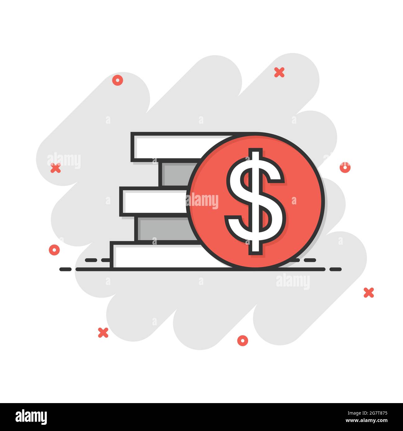 Coins stack icon in comic style. Dollar coin cartoon vector ...
