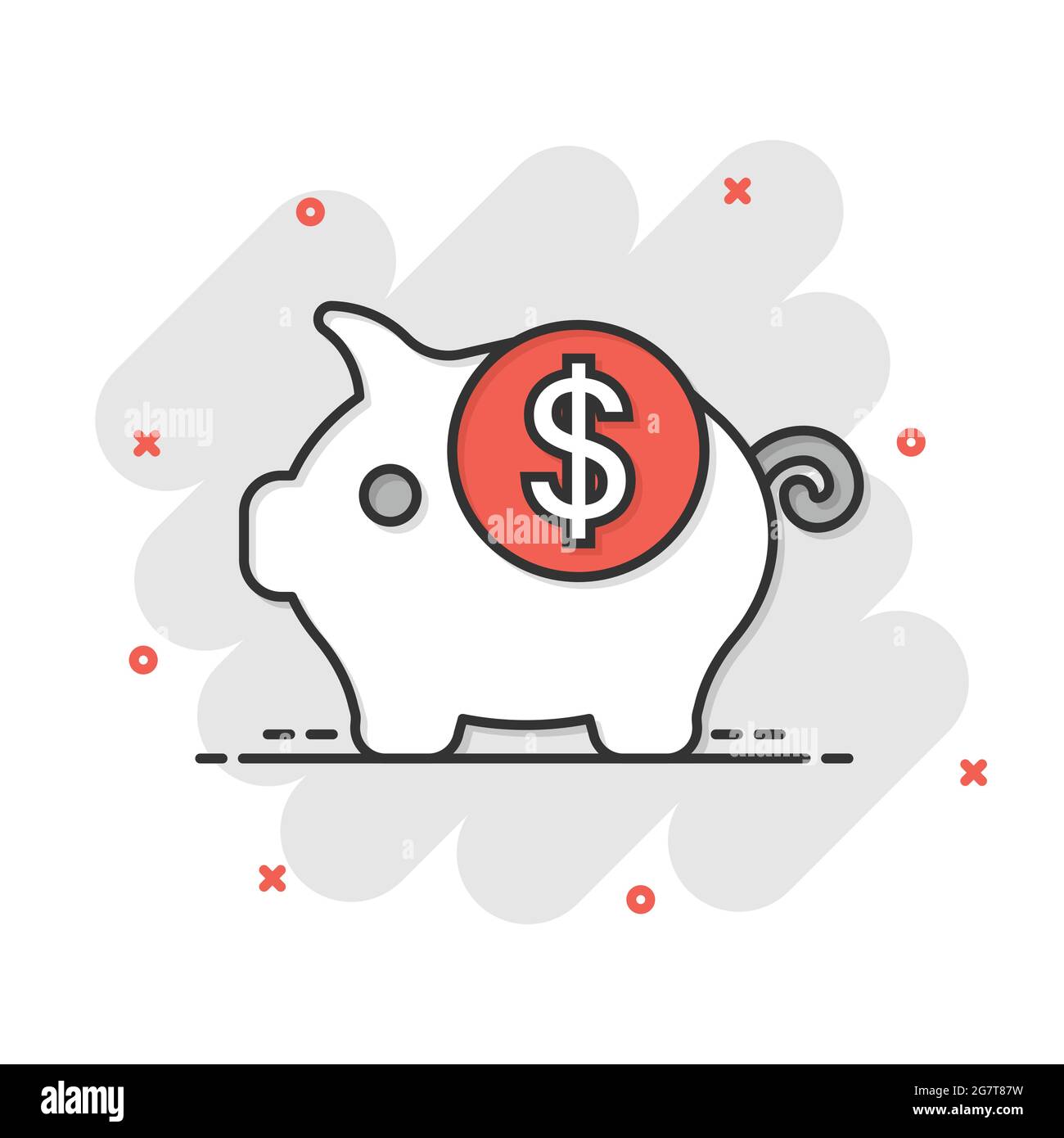 Money box icon in comic style. Pig container cartoon vector ...
