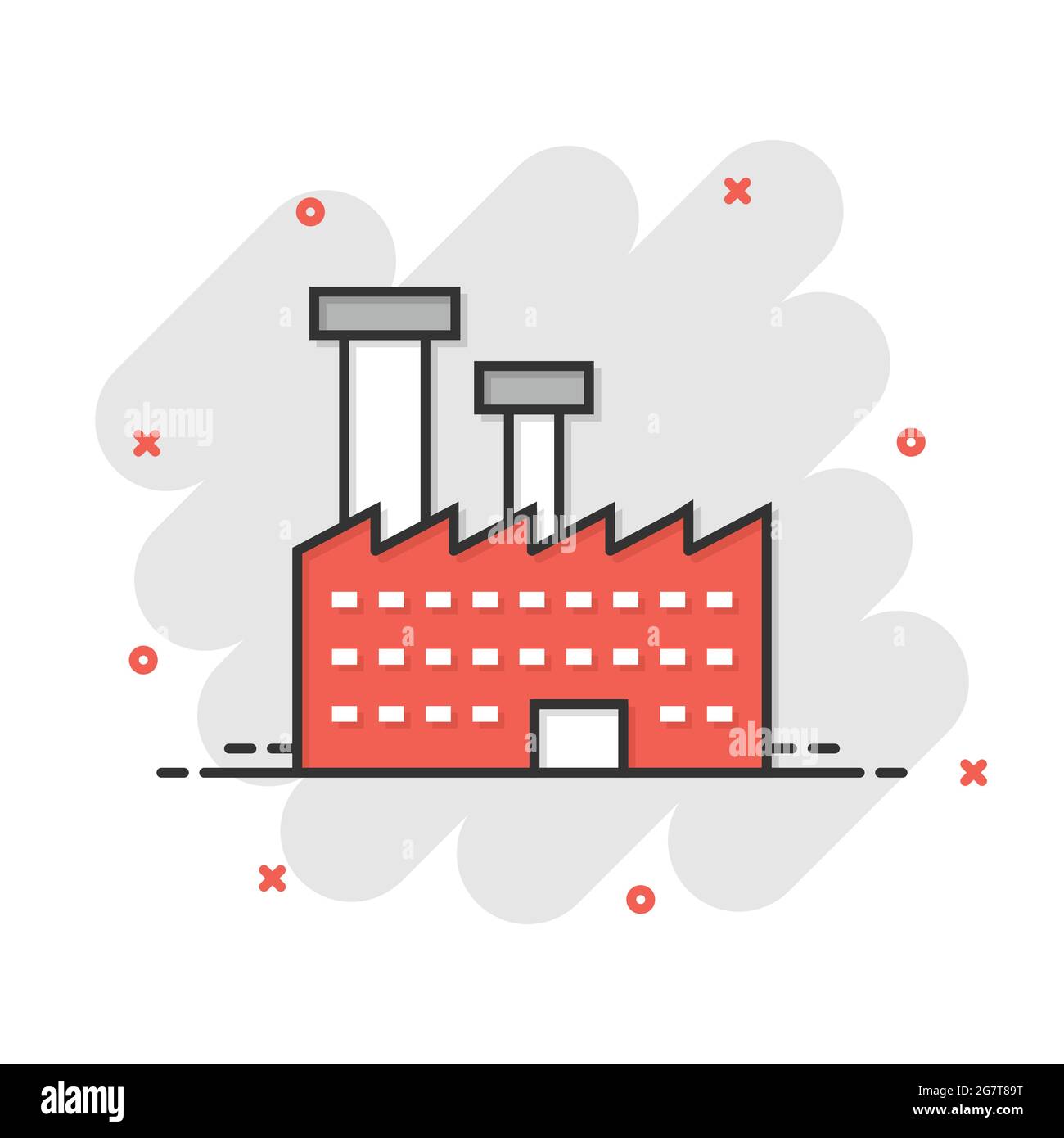 Building icon in comic style. Factory cartoon vector illustration on ...