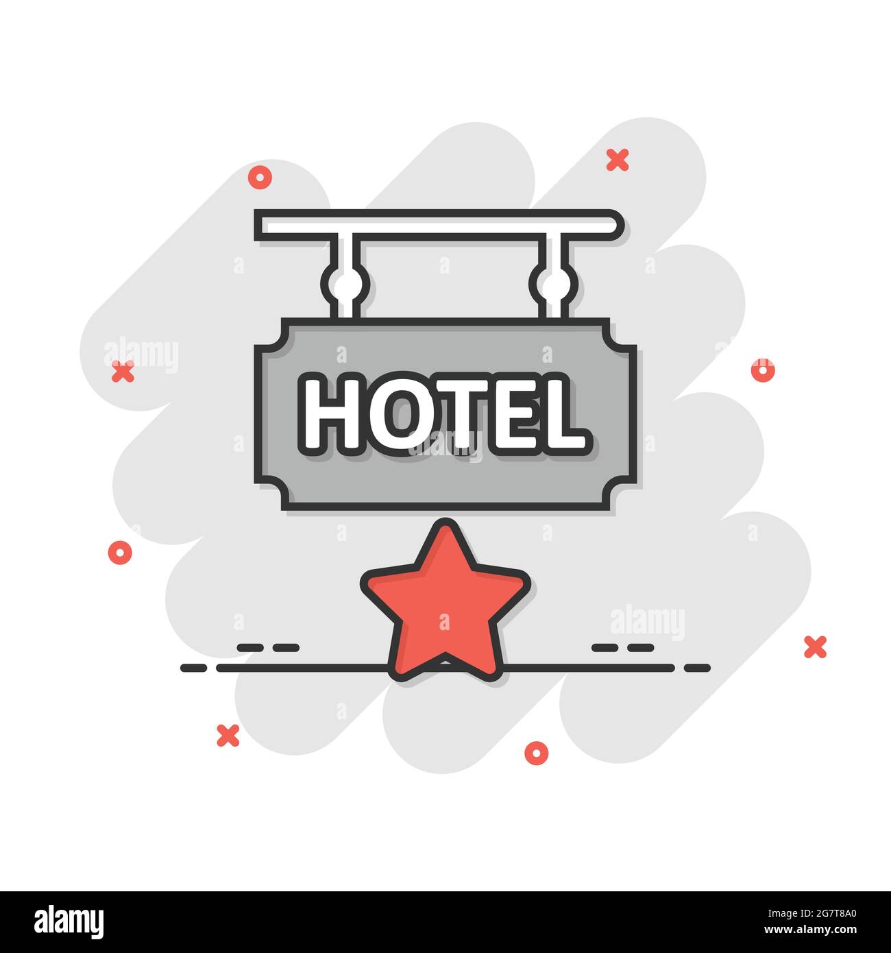 Hotel 1 star sign icon in comic style. Inn cartoon vector illustration ...