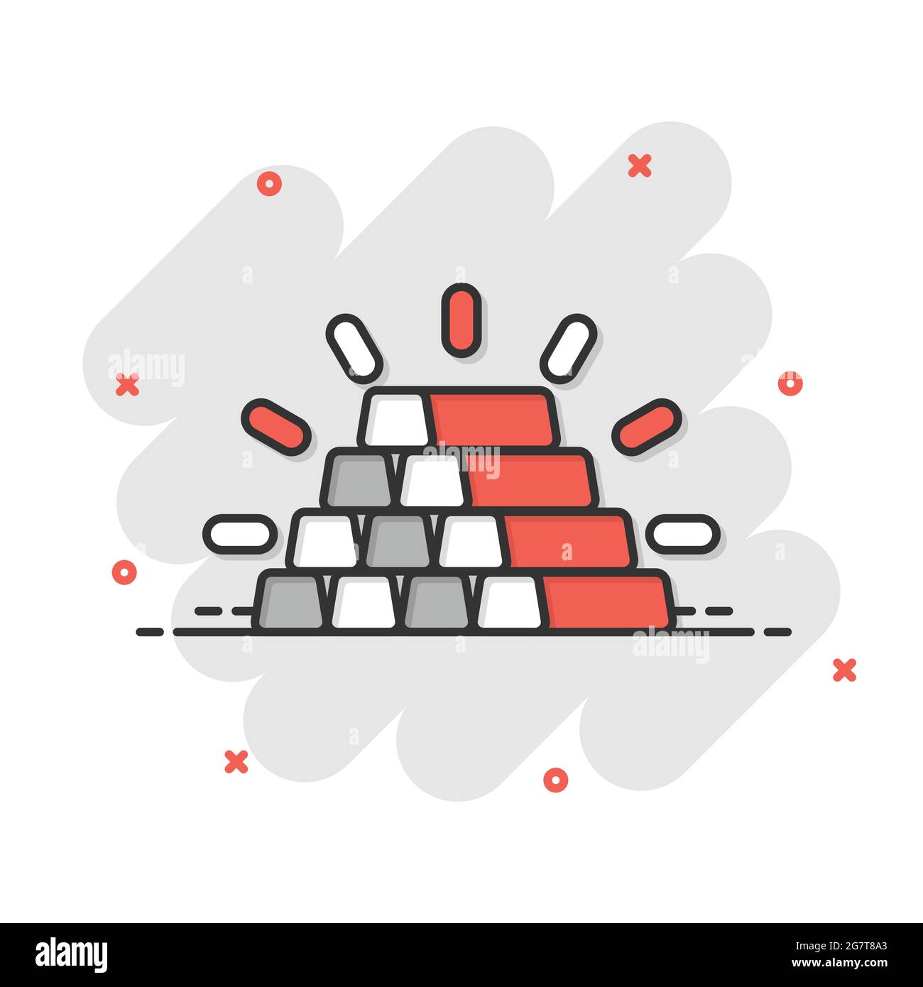 Gold stack icon in comic style. Silver brick cartoon vector ...
