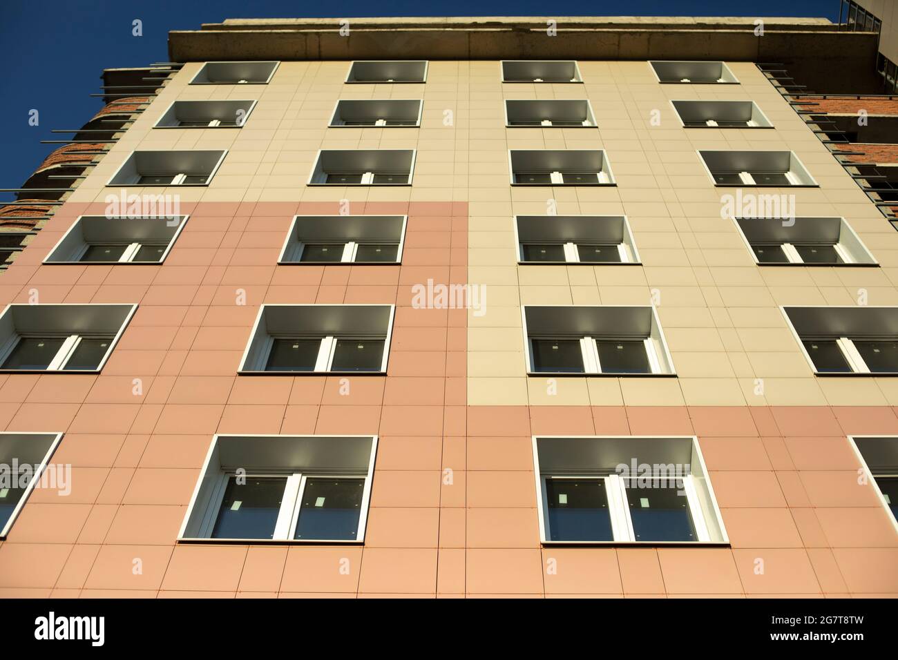 Windows in a house under construction. Plastic windows in the building ...