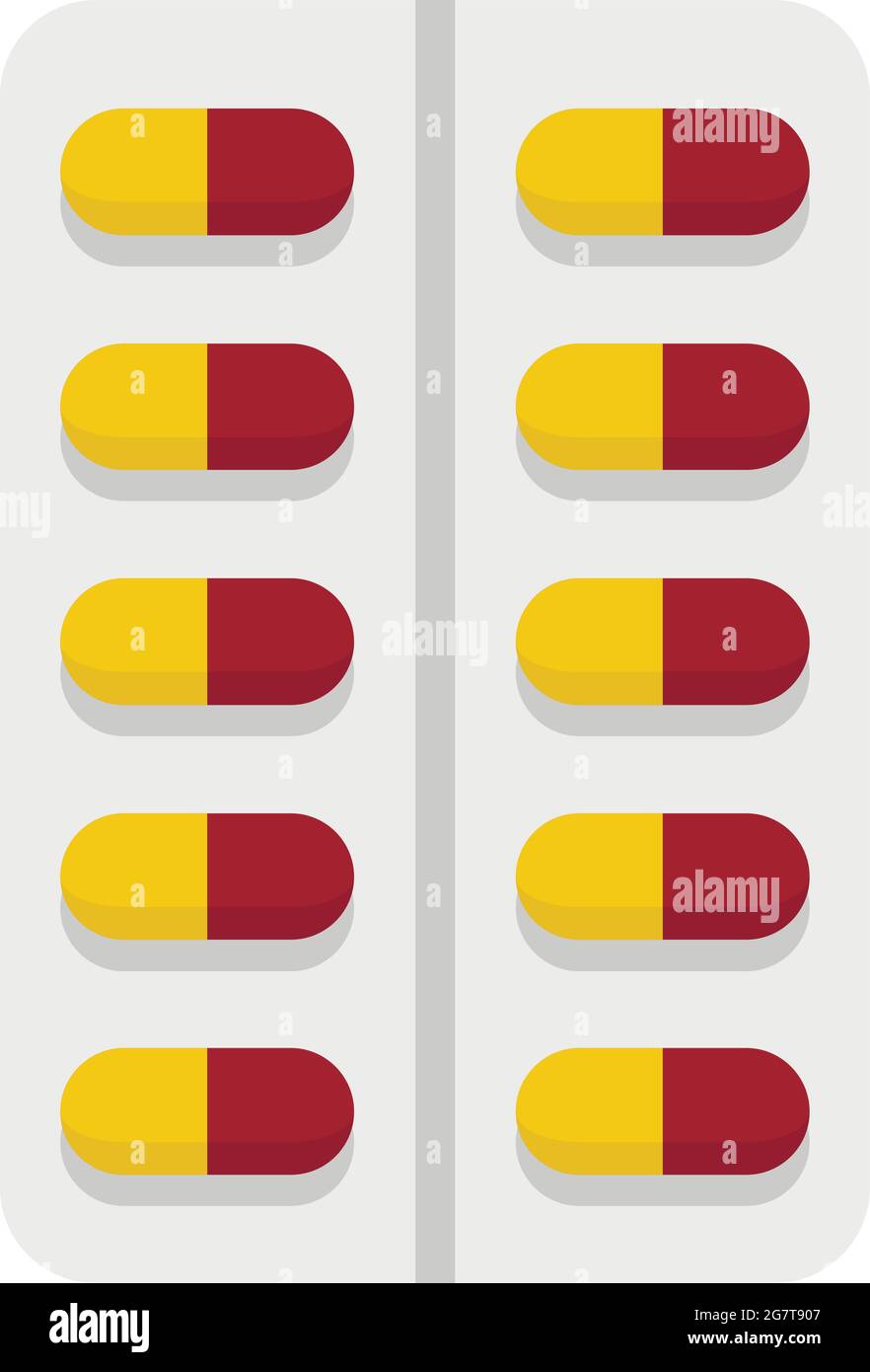 Pills pack icon. Flat illustration of pills pack vector icon isolated ...