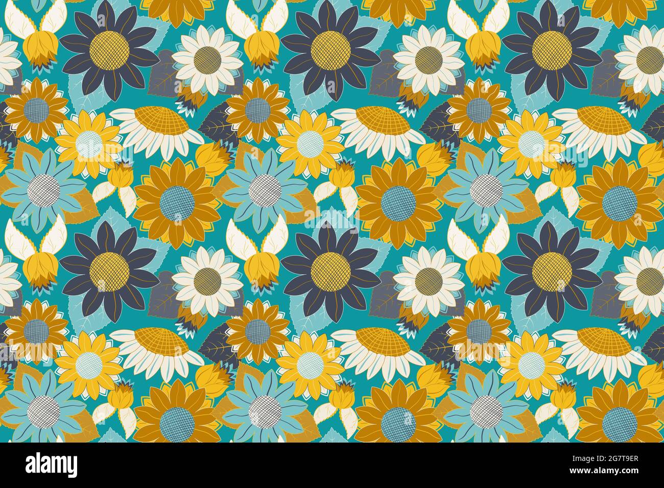 Vintage sunflower seamless pattern Stock Vector Image & Art - Alamy