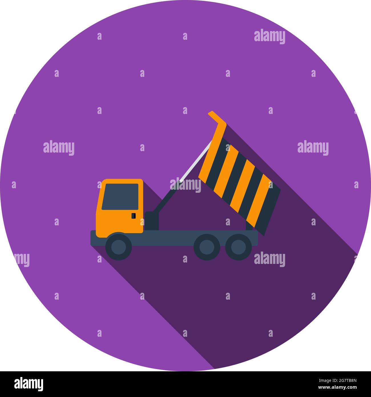 Icon Of Tipper. Flat Circle Stencil Design With Long Shadow. Vector ...