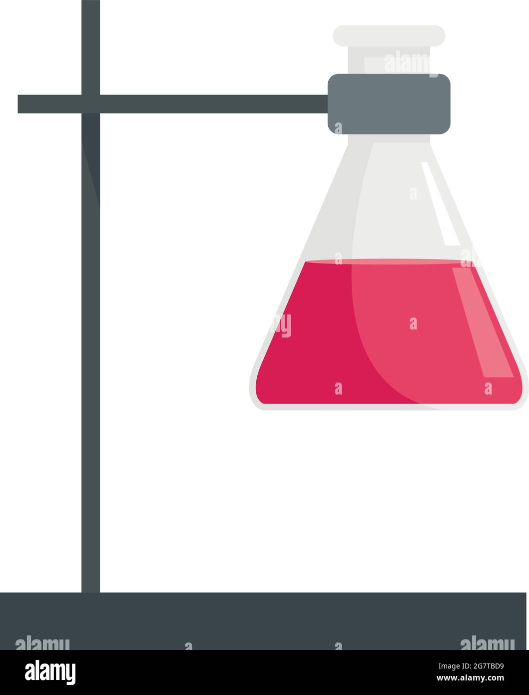 Flask on metal stand icon. Flat illustration of flask on metal stand ...