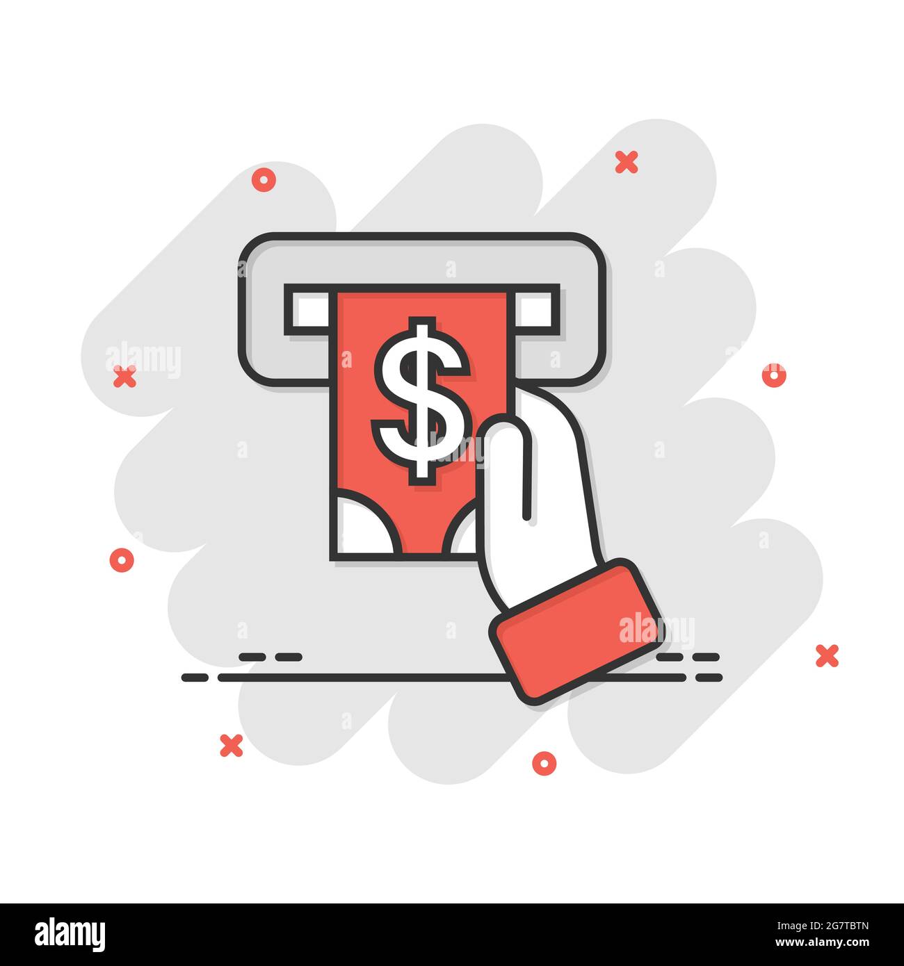 Money ATM icon in comic style. Exchange cash cartoon vector ...