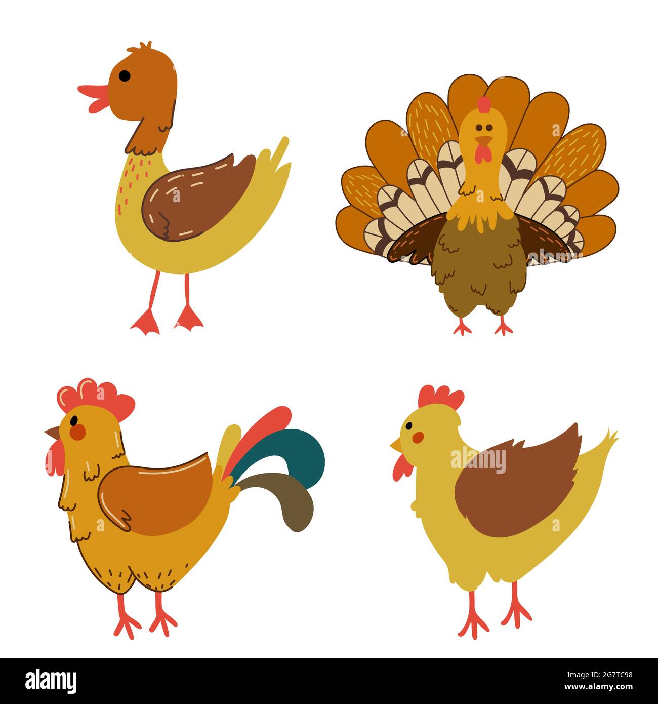Farm birds set. cartoon domestic bird character Stock Vector Image ...