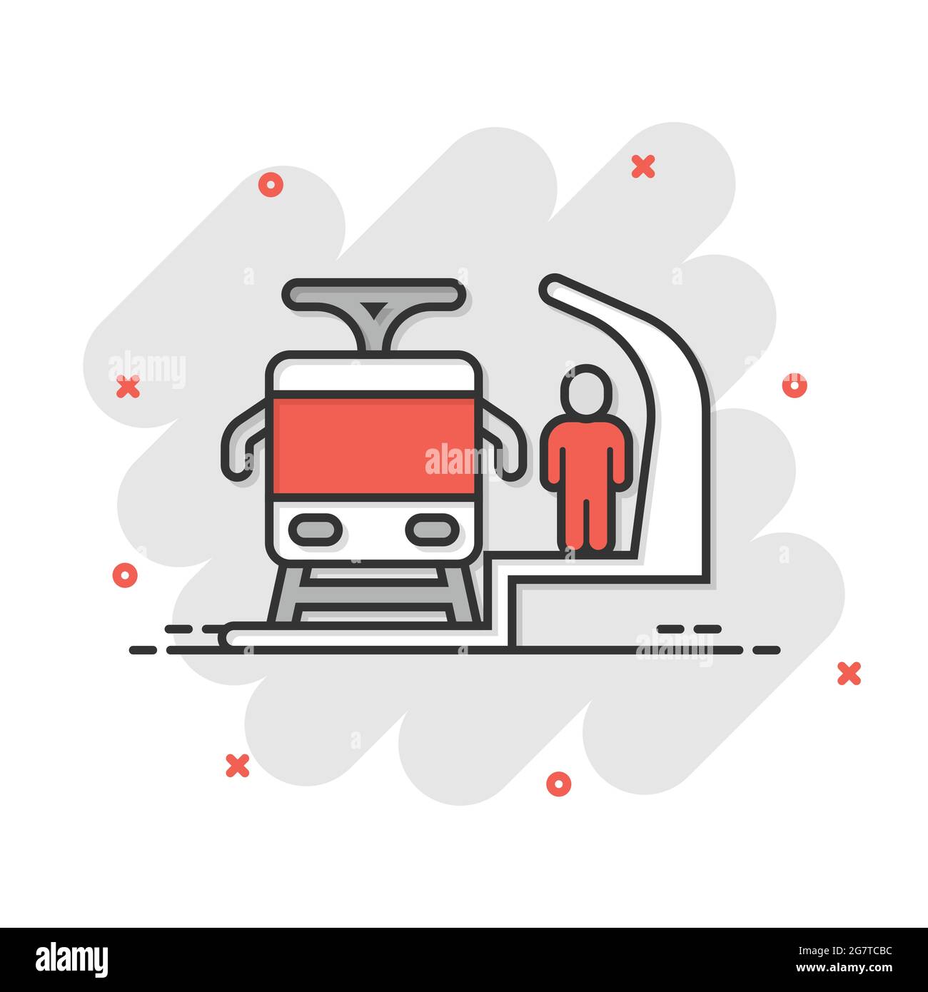 Metro station icon in comic style. Train subway cartoon vector ...
