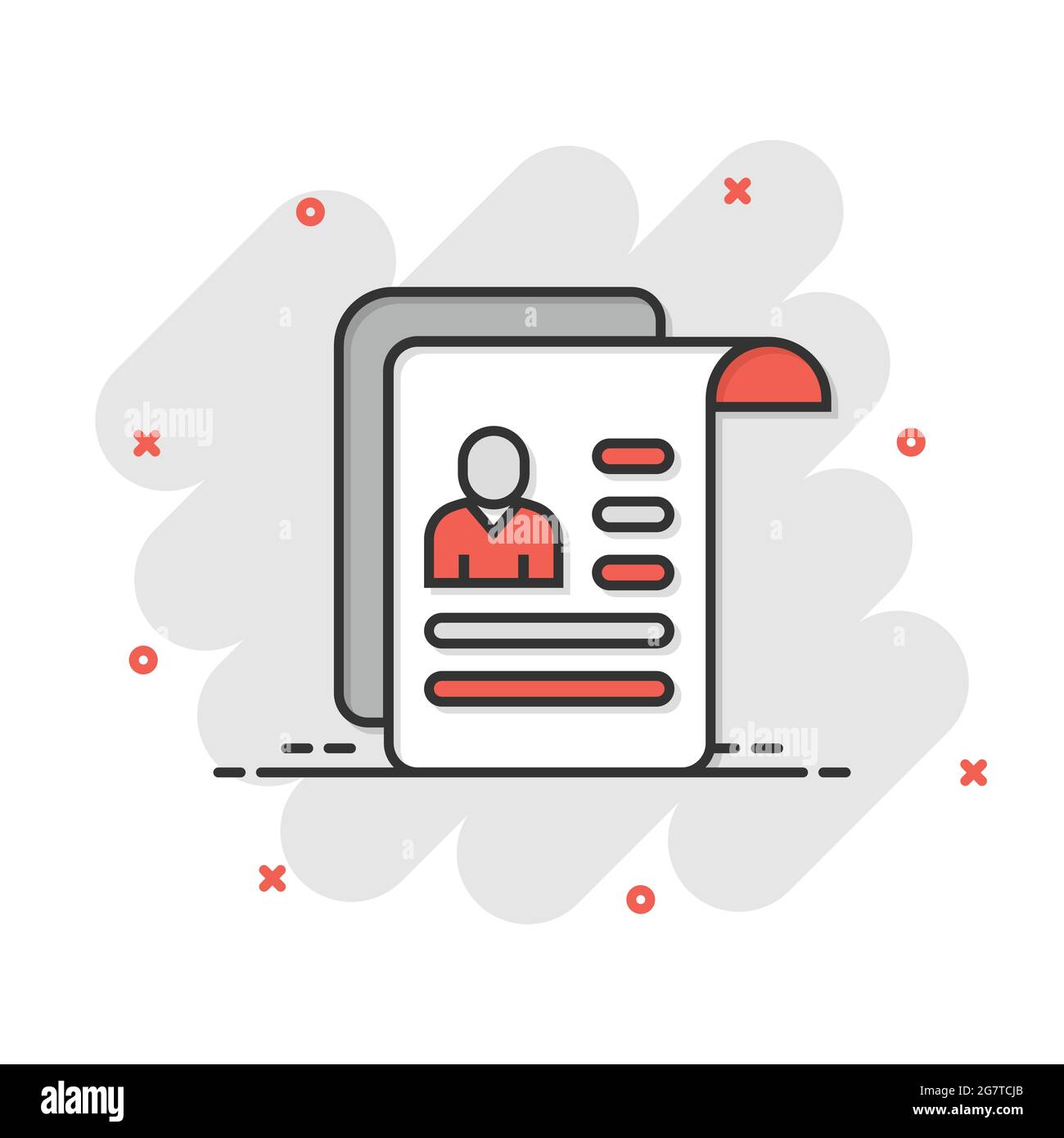 Resume icon in comic style. Contract document cartoon vector ...