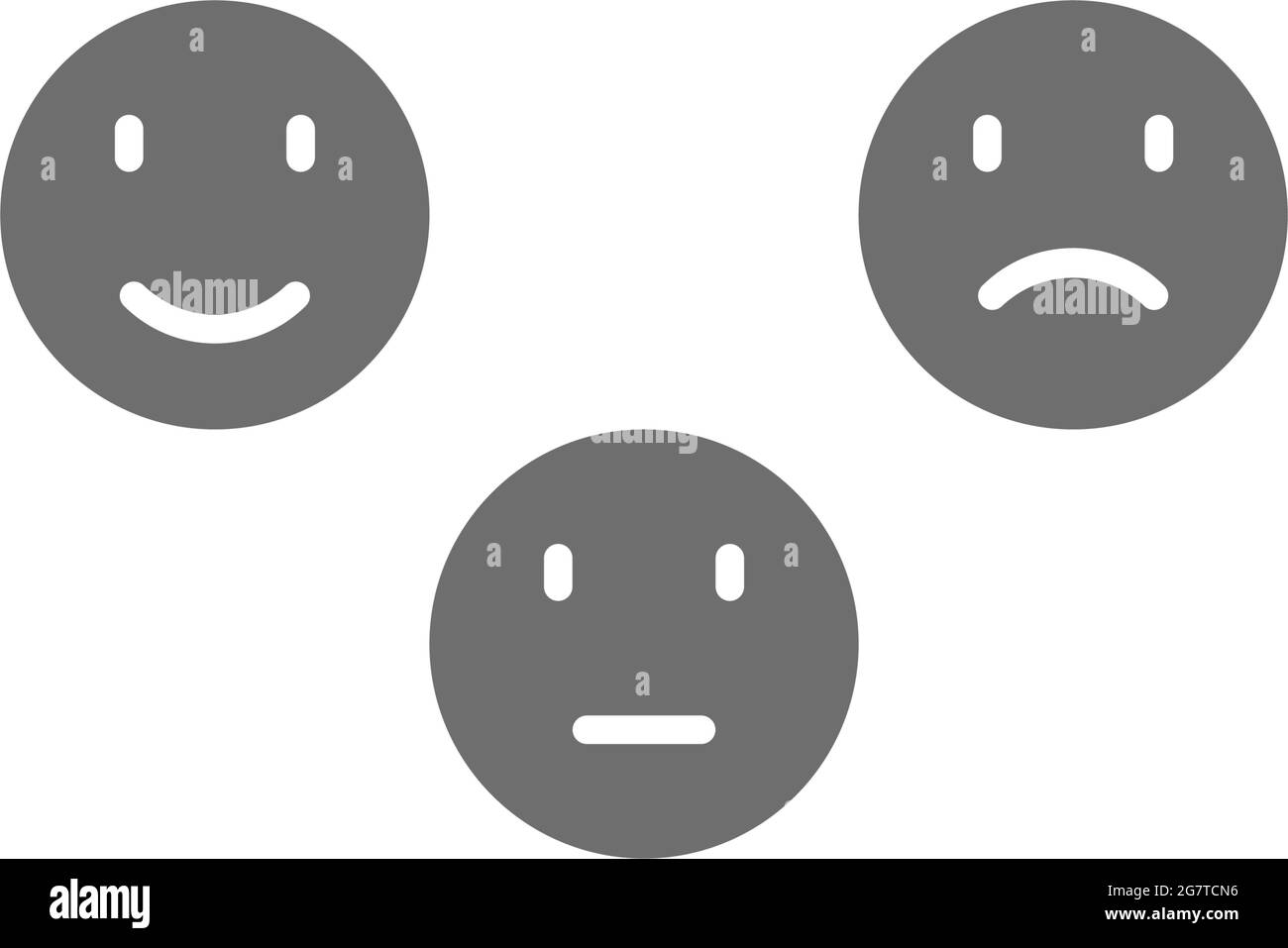 Feedback emoticons, positive, neutral and negative faces grey icon ...