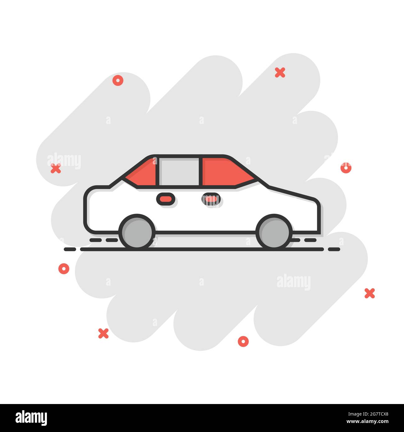 Car icon in comic style. Automobile vehicle cartoon vector illustration ...