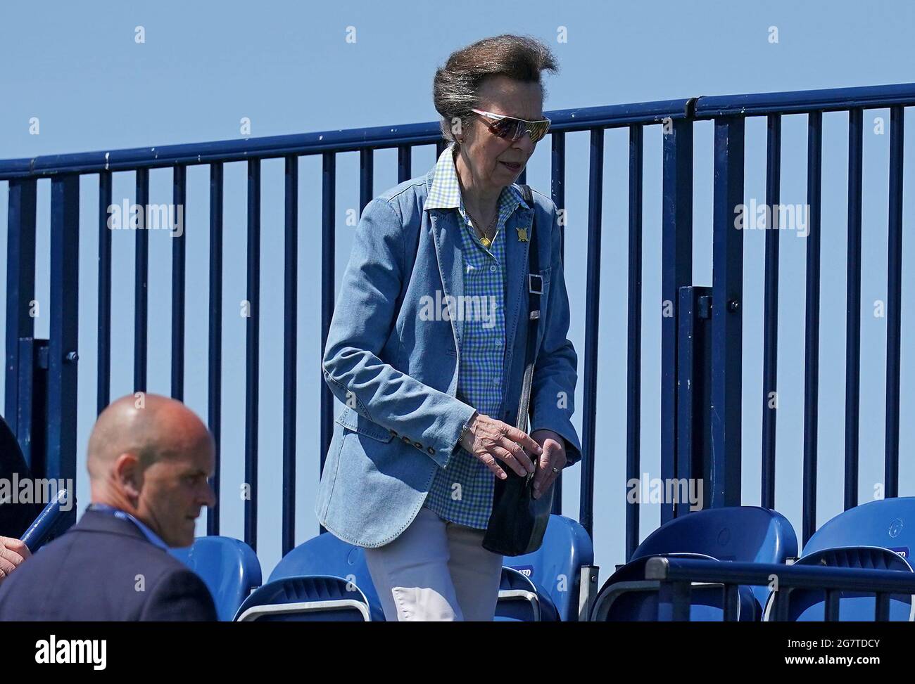 The Princess Royal in the grandstand on the 1st green during day two of ...