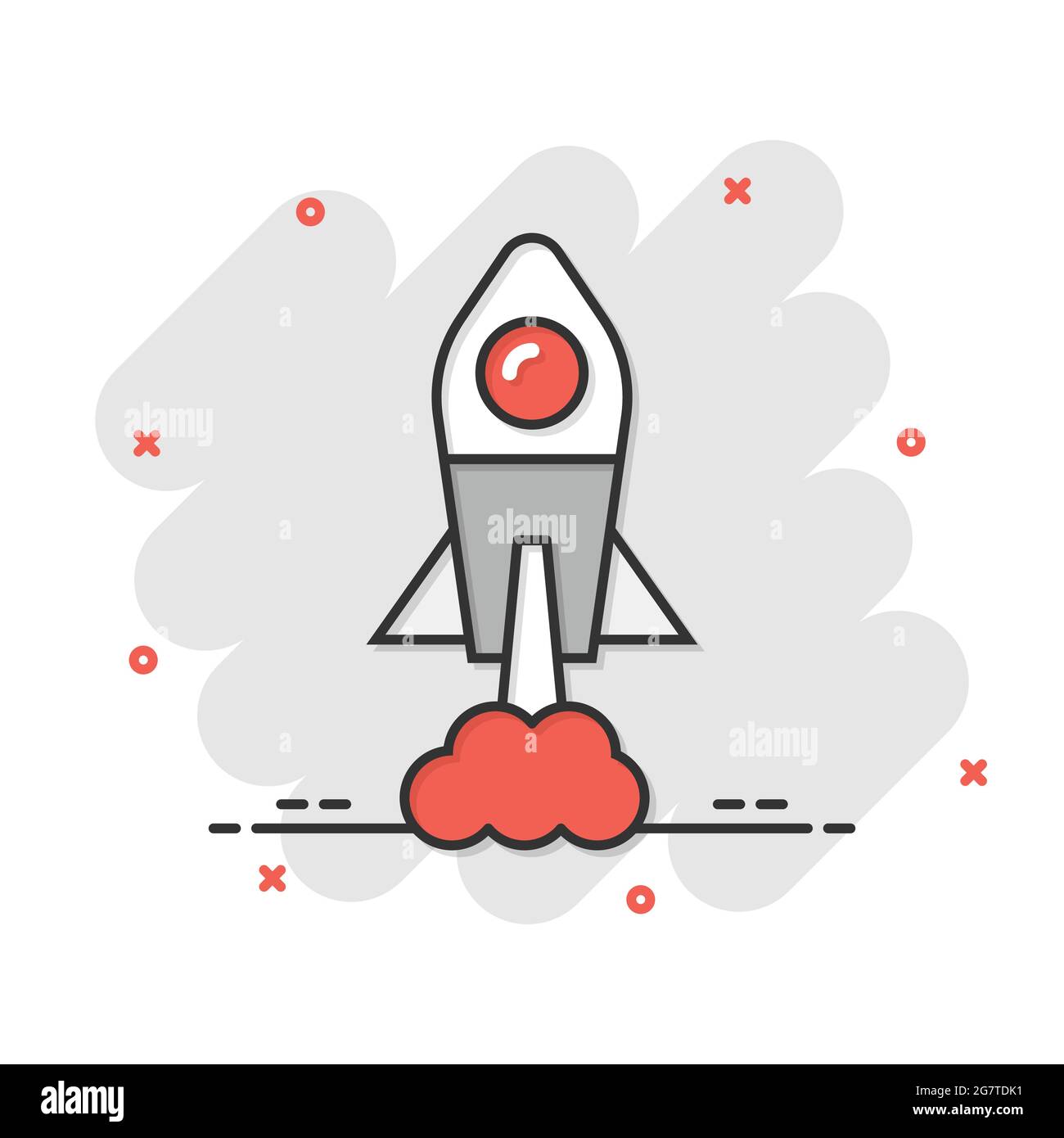 Rocket icon in comic style. Spaceship launch cartoon vector ...