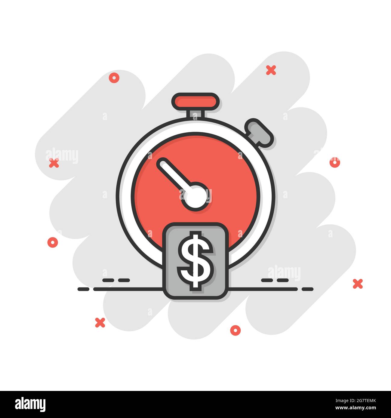 Time is money icon in comic style. Clock with dollar cartoon vector ...