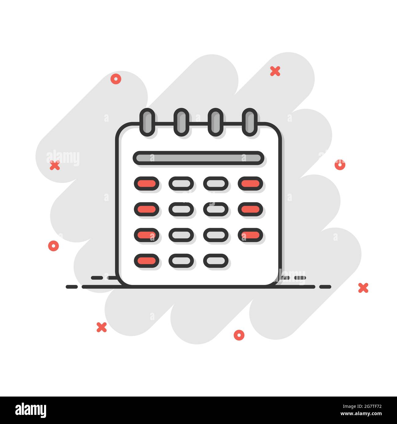 Calendar icon in comic style. Agenda cartoon vector illustration on ...