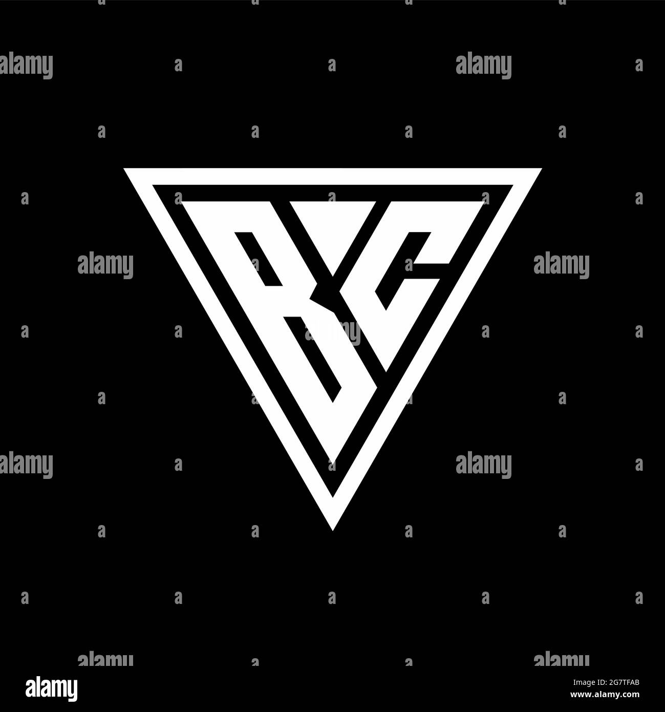 BC Logo monogram with tirangle shape isolated on black background ...