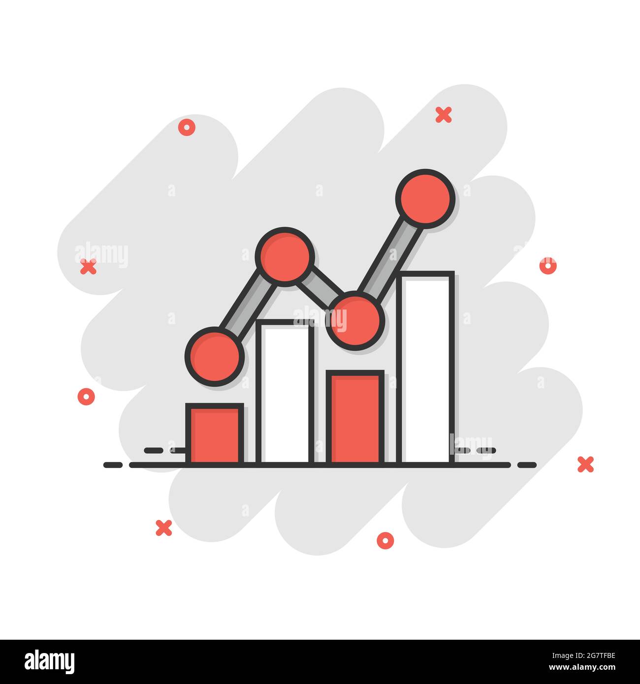 Chart graph icon in comic style. Arrow grow cartoon vector illustration ...