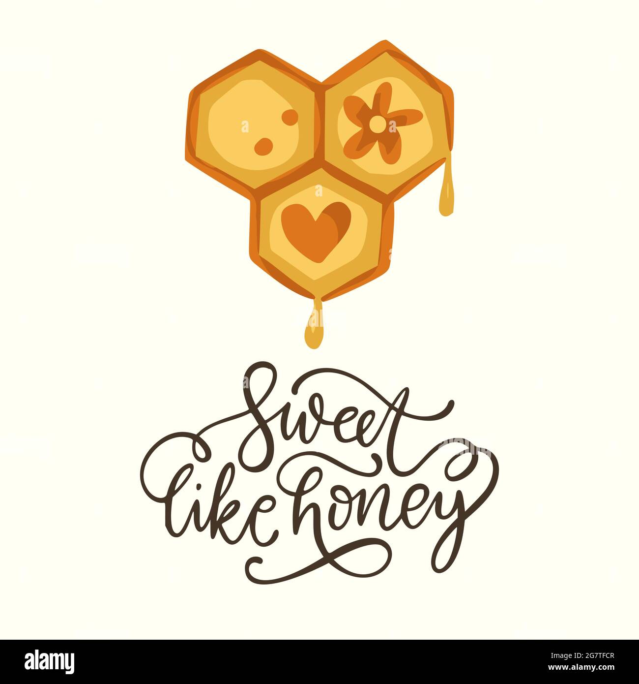 Honeycomb bee cute card lettering text quote design. Typography cartoon ...