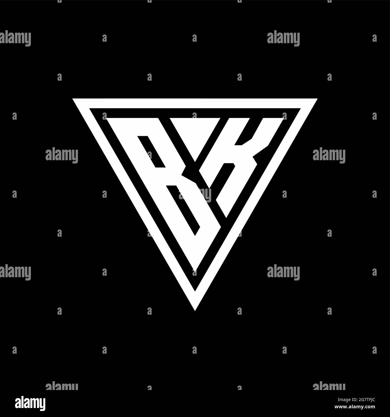 BK Logo monogram with tirangle shape isolated on black background ...