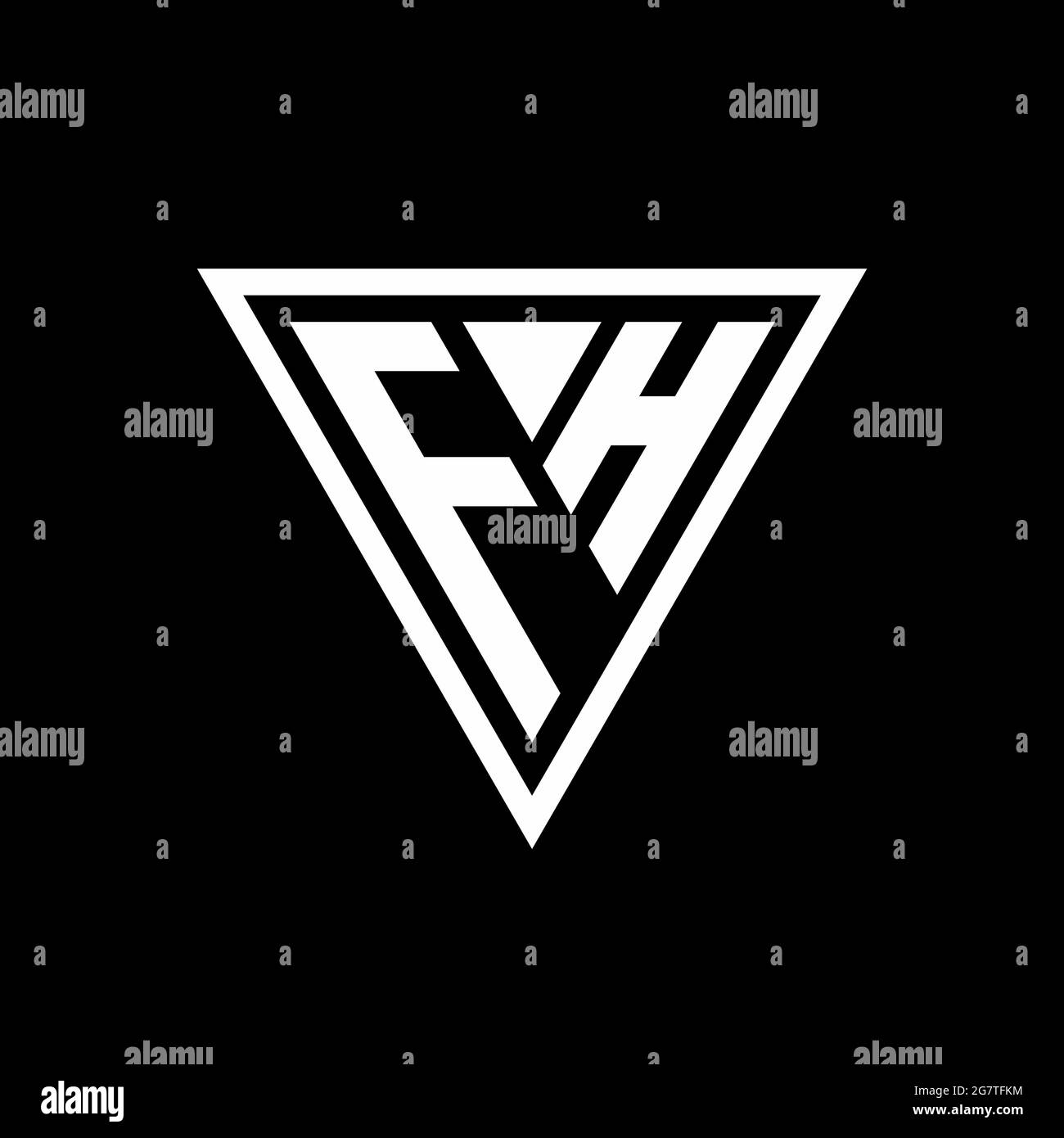 FH Logo monogram with tirangle shape isolated on black background ...