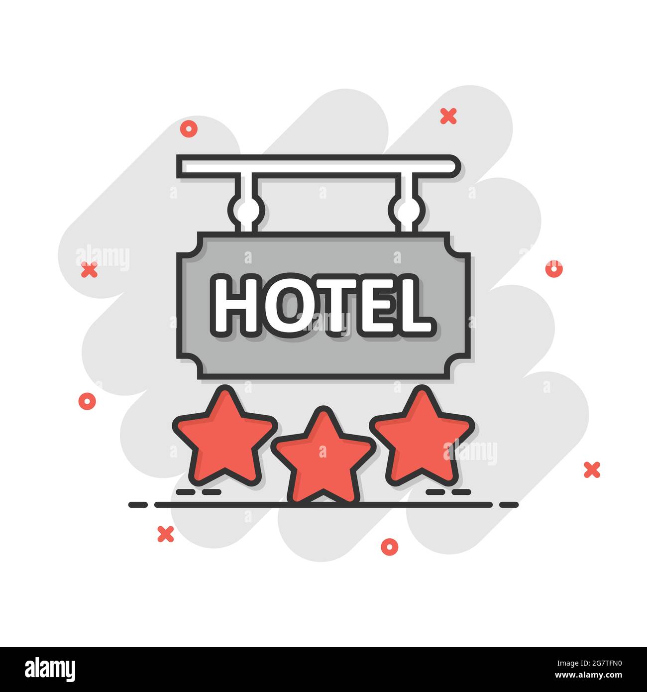 Hotel 3 stars sign icon in comic style. Inn cartoon vector illustration ...
