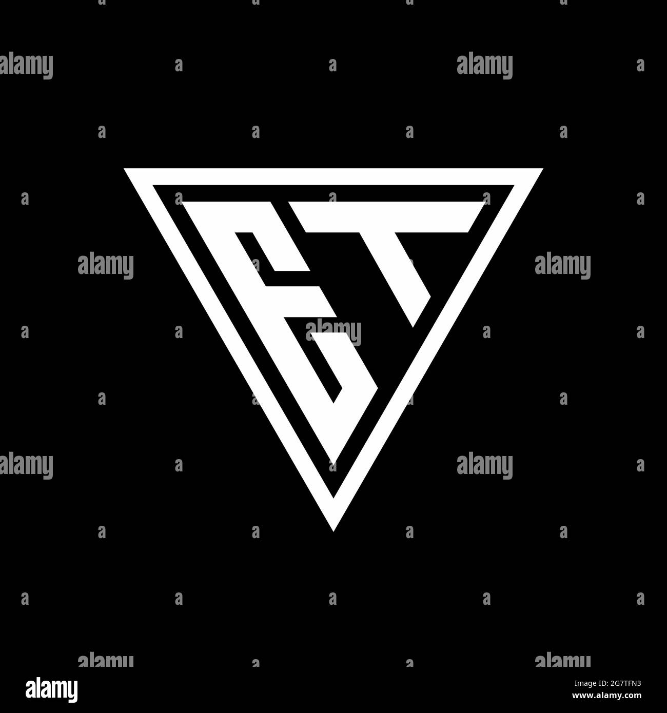 ET Logo monogram with tirangle shape isolated on black background ...