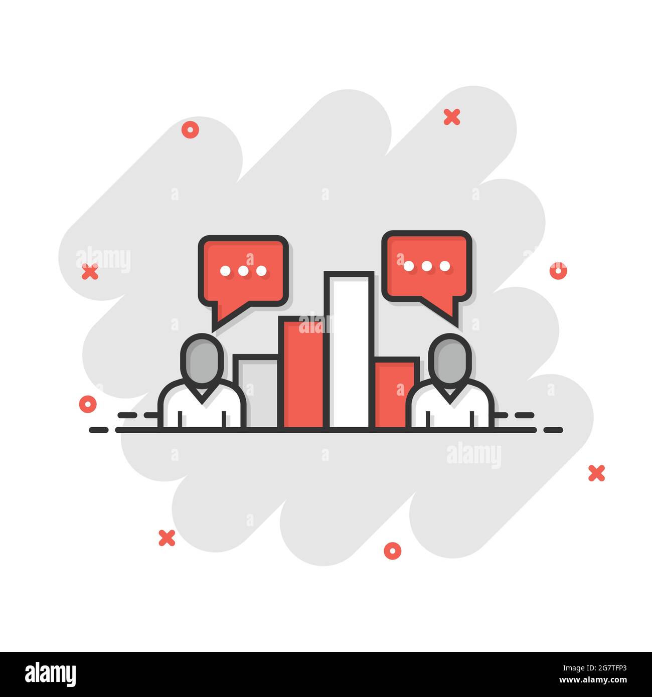 People with growth icon in comic style. Work strategy cartoon vector ...