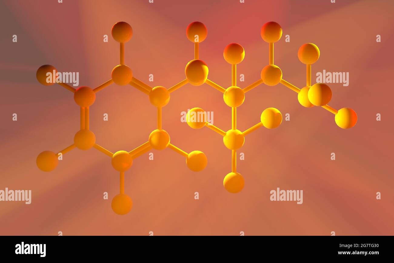 methamphetamine molecule in warm rays of light. 3d rendering Stock ...
