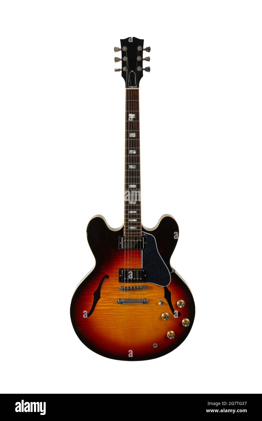 brown Electric guitar isolated over white background Stock Photo - Alamy