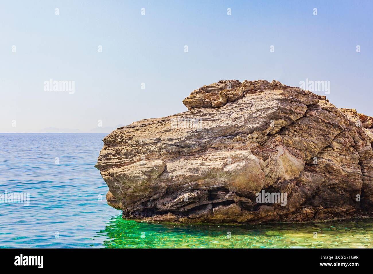 Big rock in natural coastal landscapes on Kos Island in Greece with ...