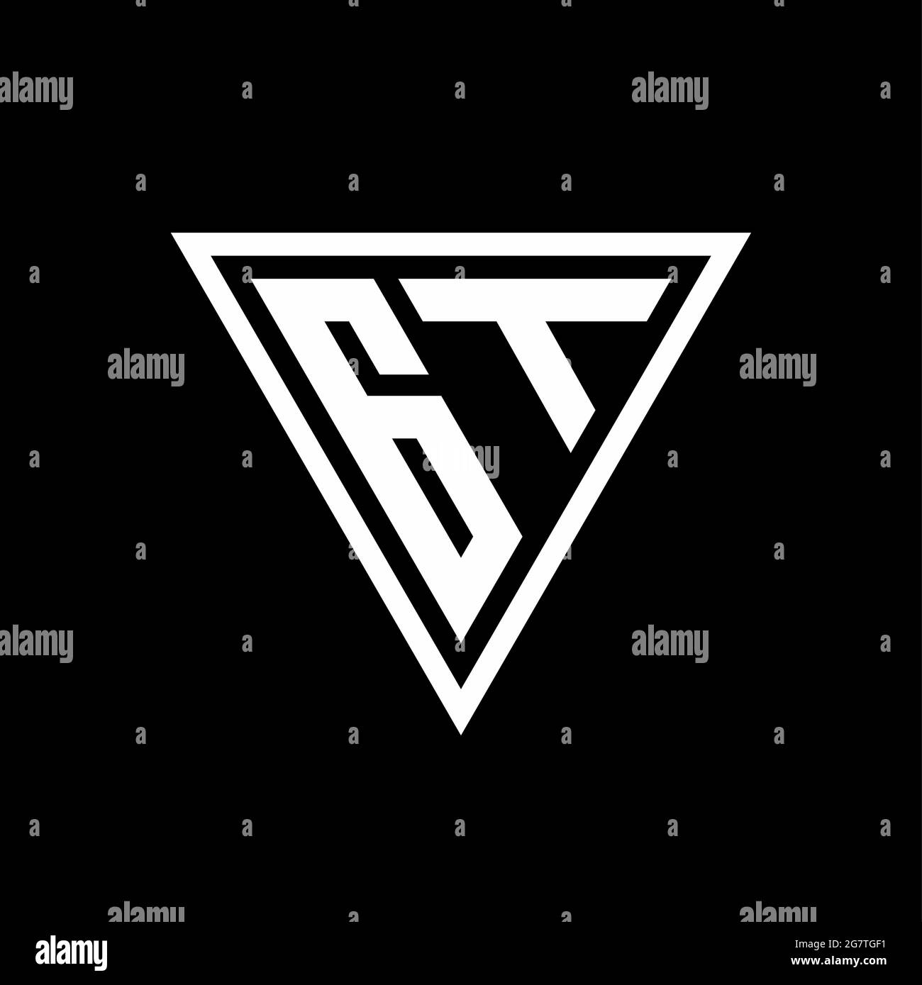 GT Logo monogram with tirangle shape isolated on black background ...