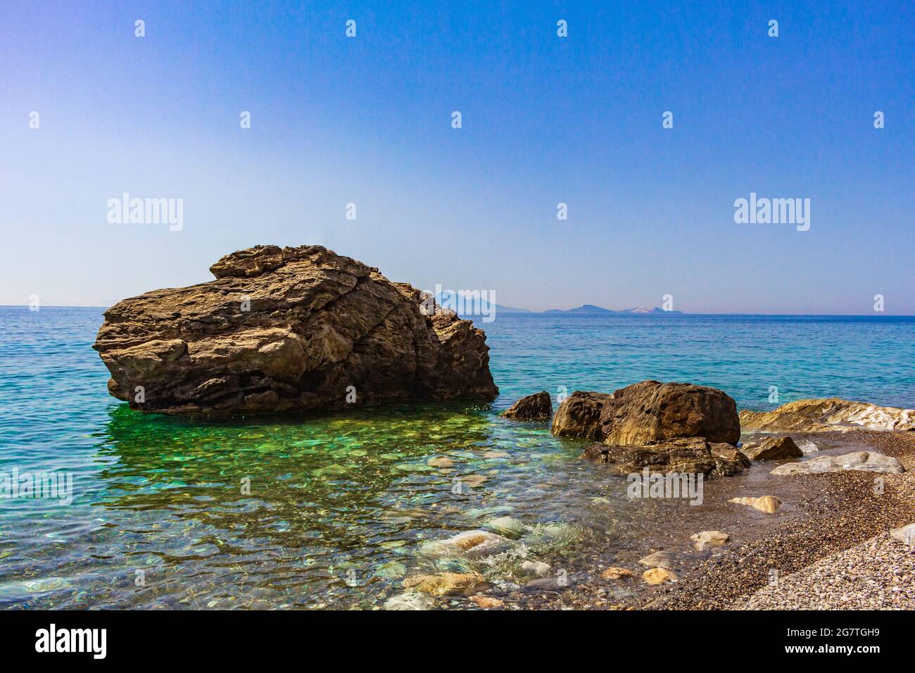 Big rock in natural coastal landscapes on Kos Island in Greece with ...