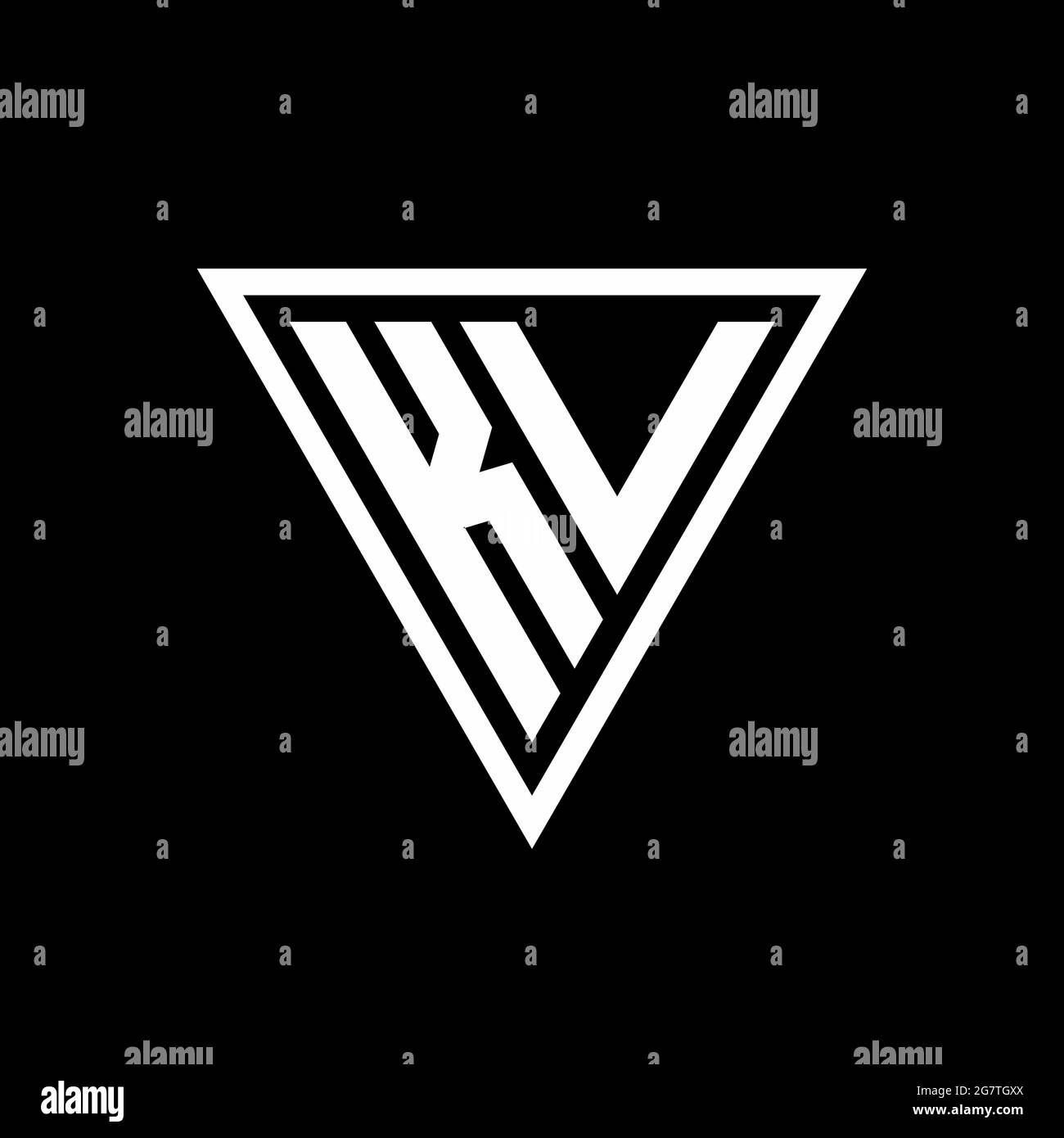 KV Logo monogram with tirangle shape isolated on black background ...