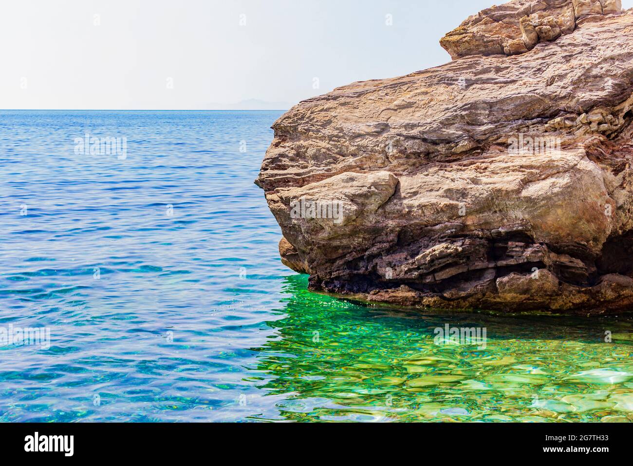 Big rock in natural coastal landscapes on Kos Island in Greece with ...