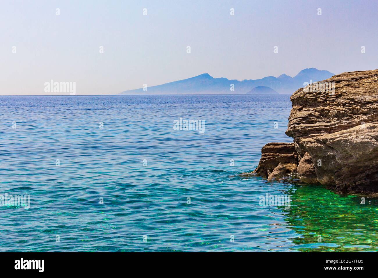 Big rock in natural coastal landscapes on Kos Island in Greece with ...