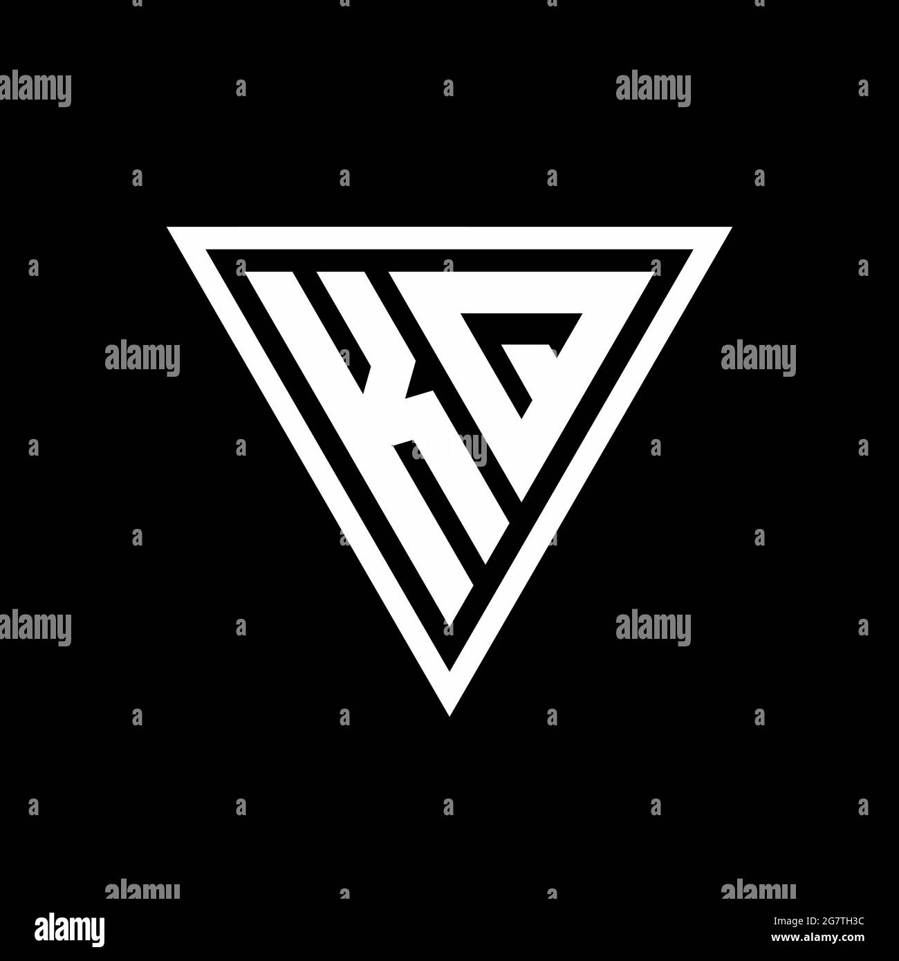 KQ Logo monogram with tirangle shape isolated on black background ...