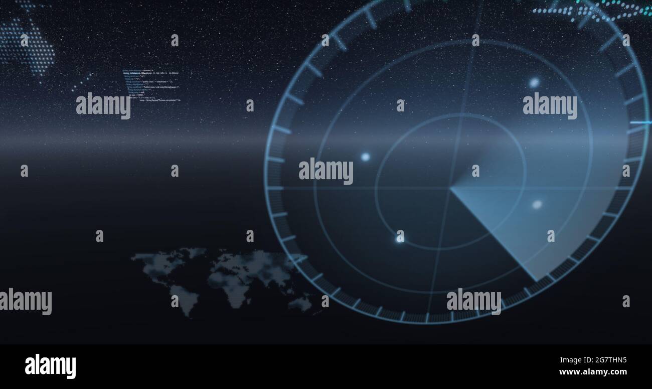 Image of data processing, world maps and statistics recording over ...