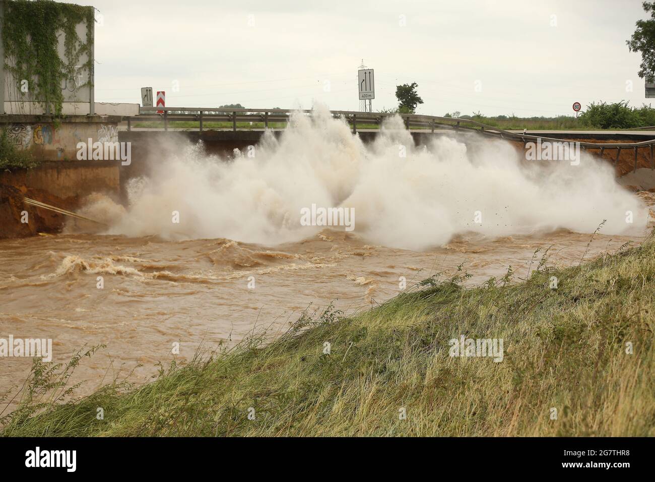 Erftstadt, Germany. 16th July, 2021. A1 motorway, part of the ...