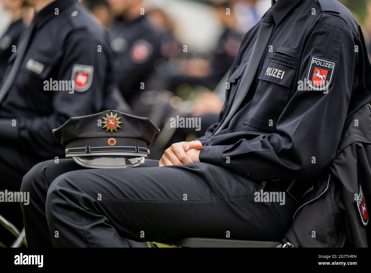 Oldenburg, Germany. 16th July, 2021. A police officer in the 9th ...