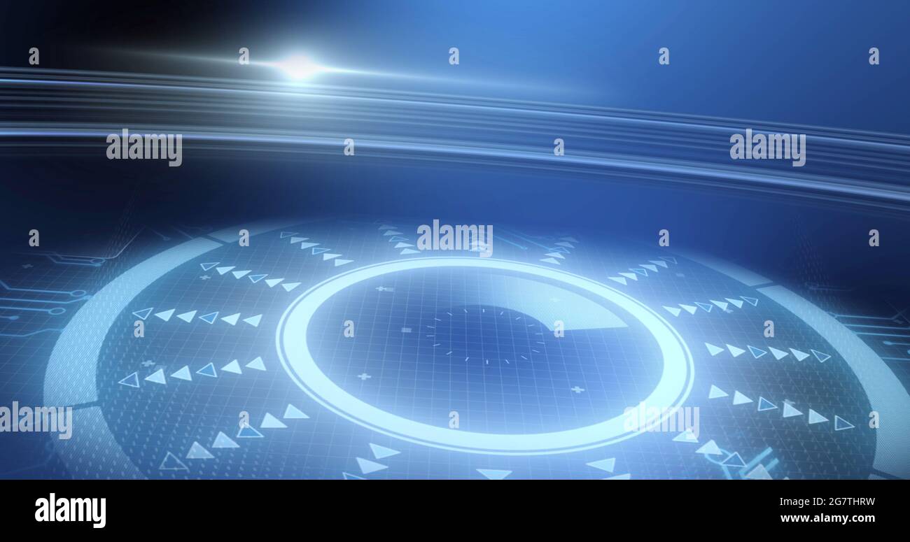 Image of scope scanning and data processing over blue background Stock ...