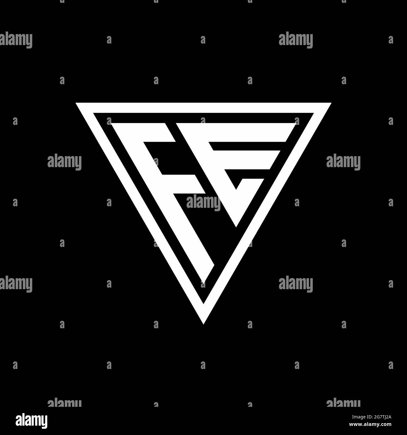 FE Logo monogram with tirangle shape isolated on black background ...