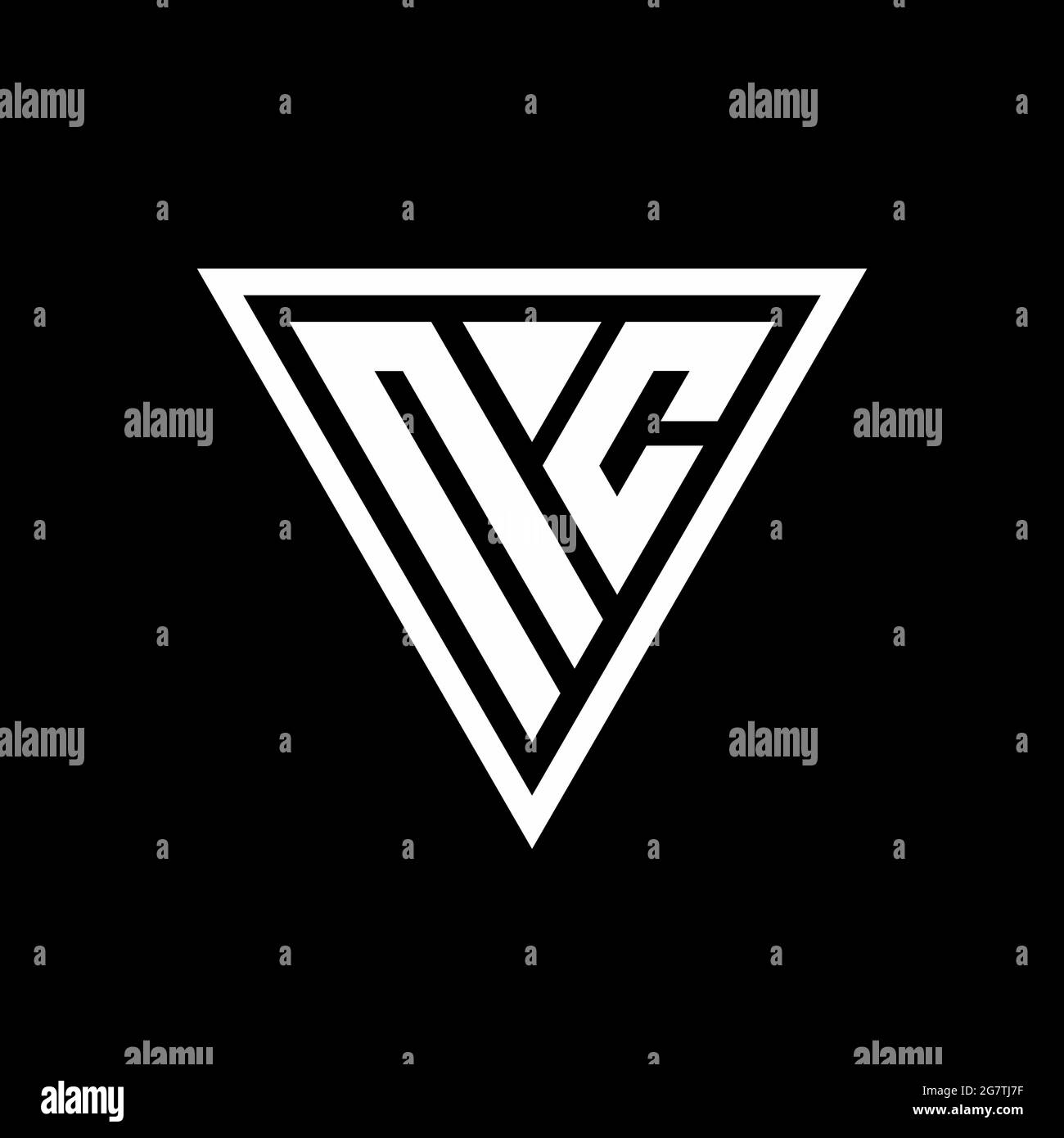 NC Logo monogram with tirangle shape isolated on black background ...
