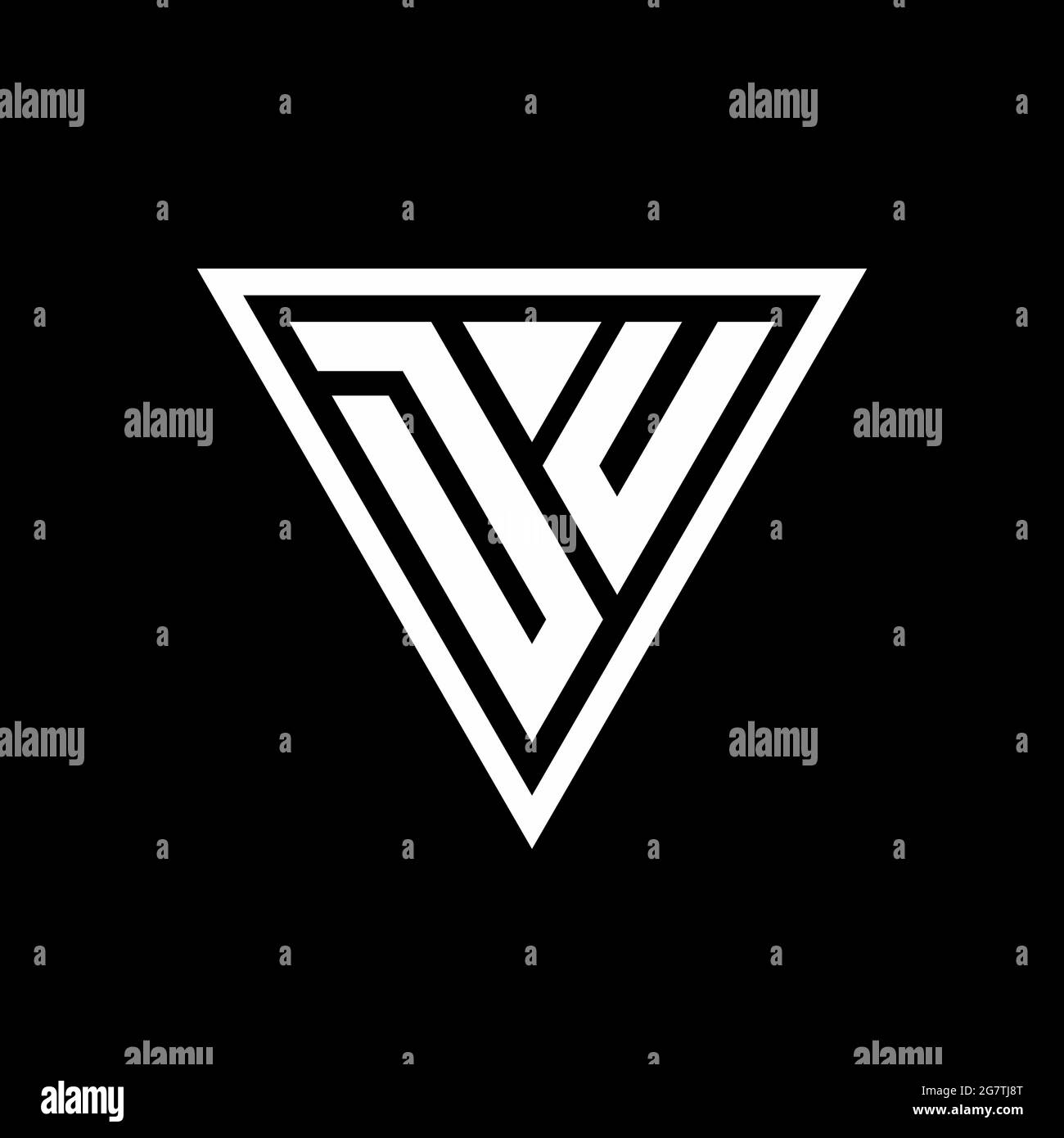 DU Logo monogram with tirangle shape isolated on black background ...