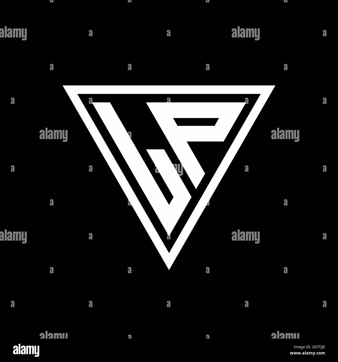 LP Logo monogram with tirangle shape isolated on black background ...