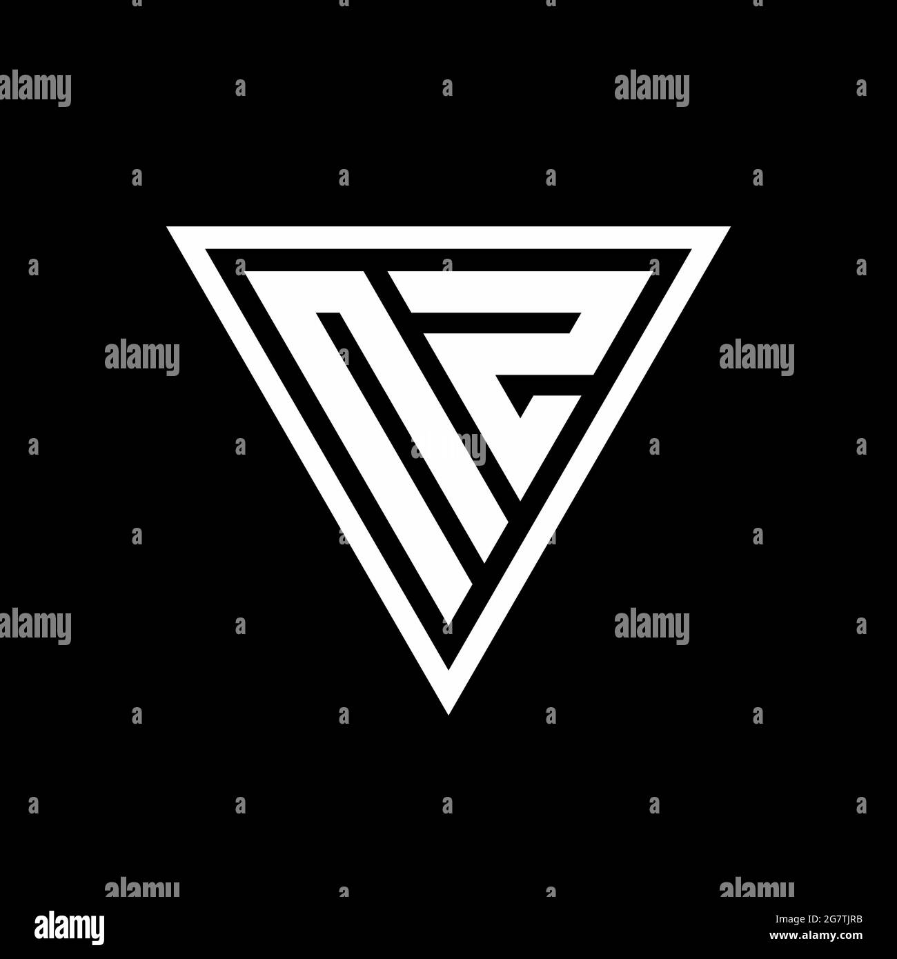 NZ Logo monogram with tirangle shape isolated on black background ...
