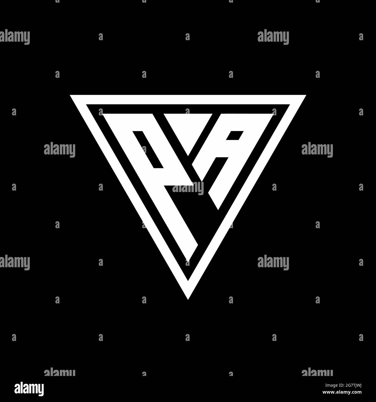 PA Logo monogram with tirangle shape isolated on black background ...