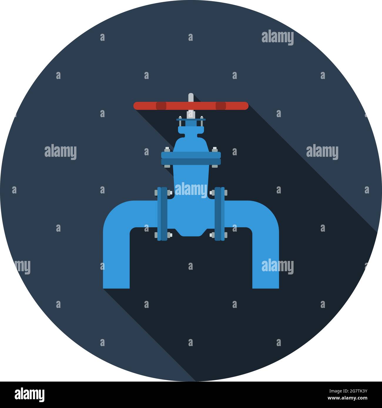 Icon Of Pipe With Valve. Flat Circle Stencil Design With Long Shadow ...