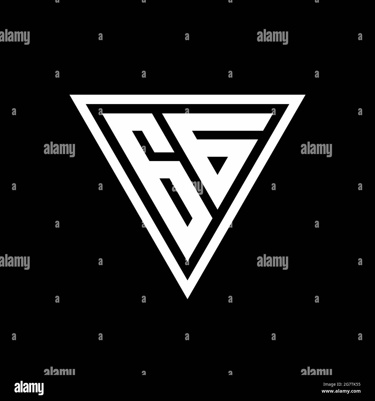 GG Logo monogram with tirangle shape isolated on black background ...